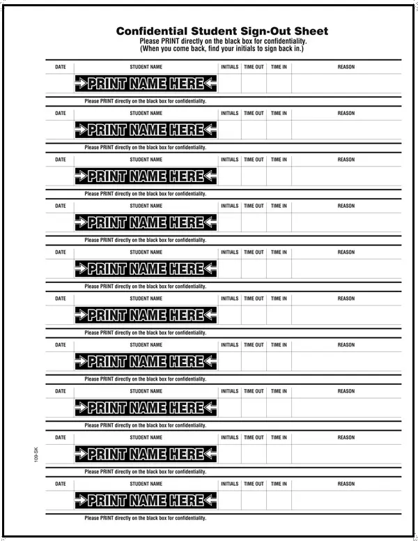 Student Sign-Out Visitor Book (Pack of 5)