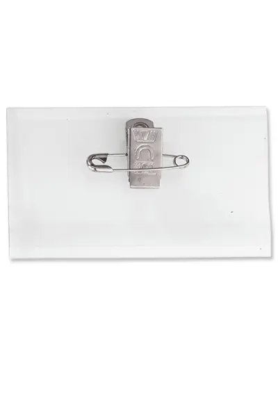 Clear Rigid Vinyl Horizontal Name Tag Holder with Pin/Clip Combo