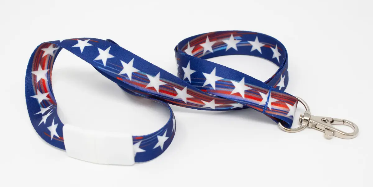Patriotic Lanyard - USA FLAG Stars on Blue Background 5/8"