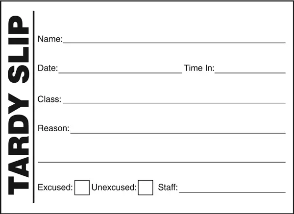 Tardy Slip (Pack of 5) | Non-Expiring Sign-In Books